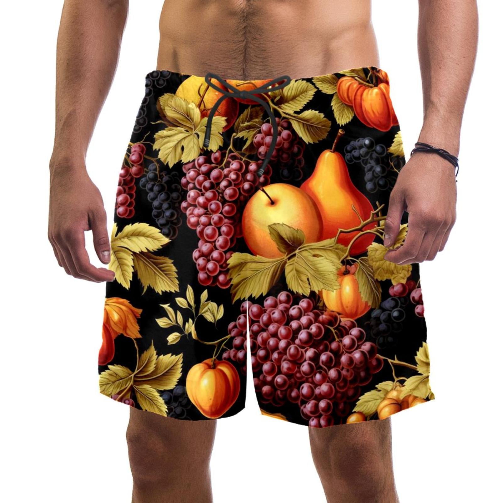 Swim Trunks for Summer Day Happy Thanksgiving Fruit Mens Board Shorts ...