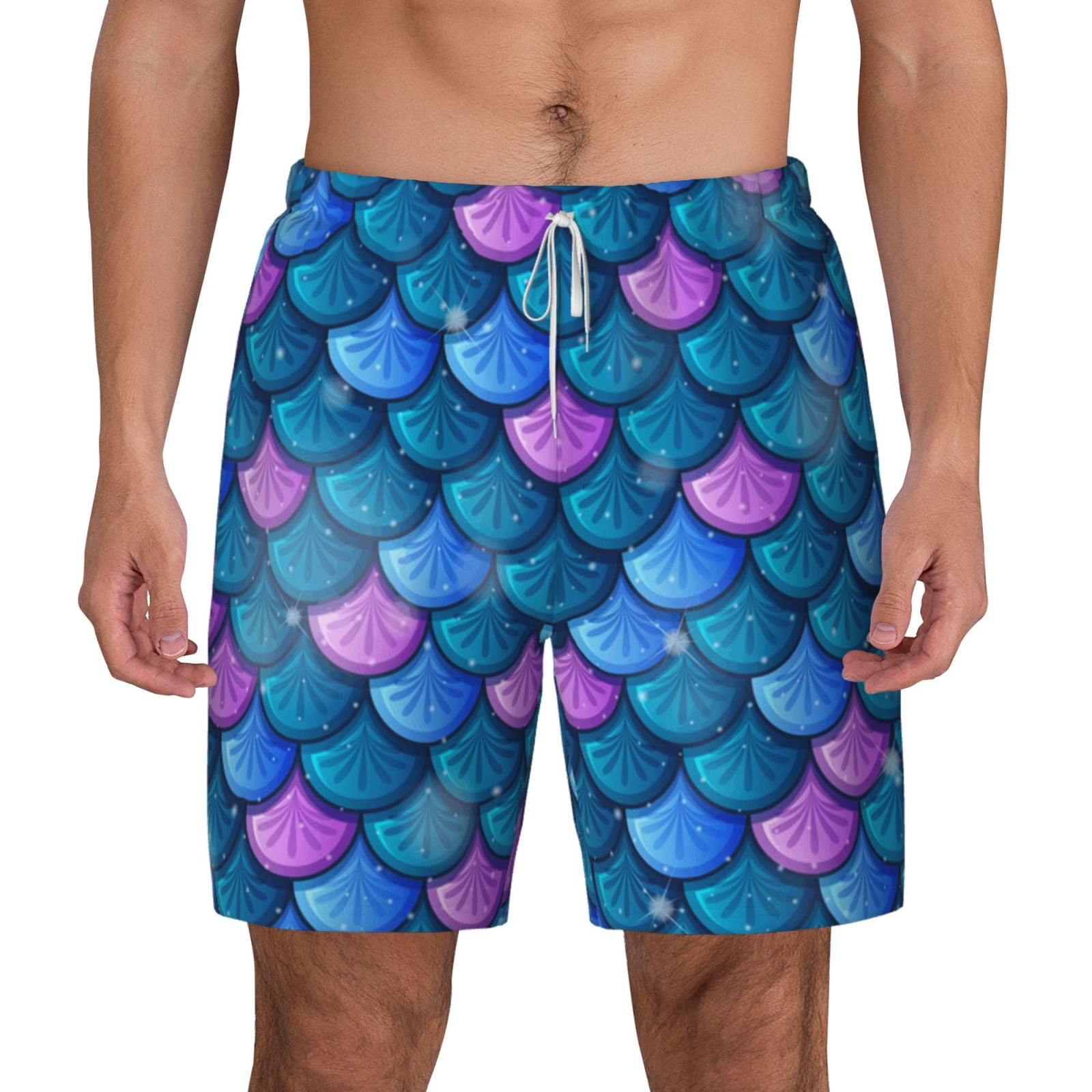 Swim Trunks with Compression Liner Swimming Shorts Bathing Suit Fish ...