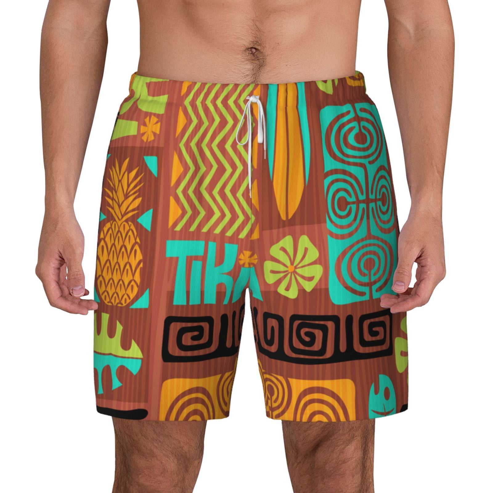 Swim Trunks with Compression Liner Swimming Shorts Bathing Suit Retro ...