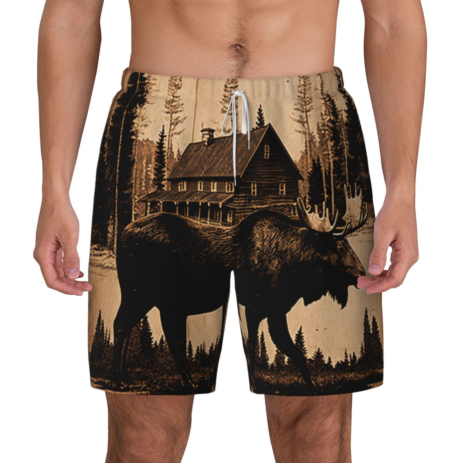 Swim Trunks with Compression Liner Swimming Shorts Bathing Suit Rustic ...