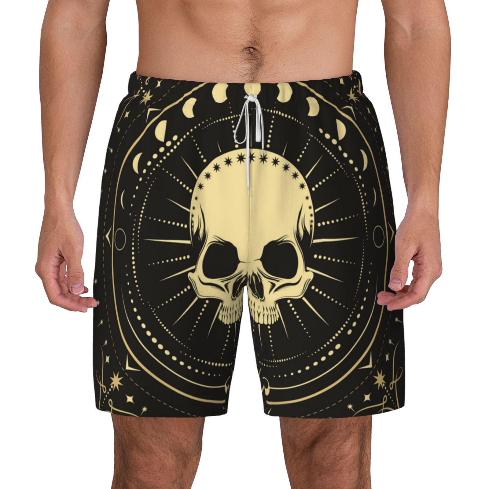 Swim Trunks with Compression Liner Swimming Shorts Bathing Suit Skull ...