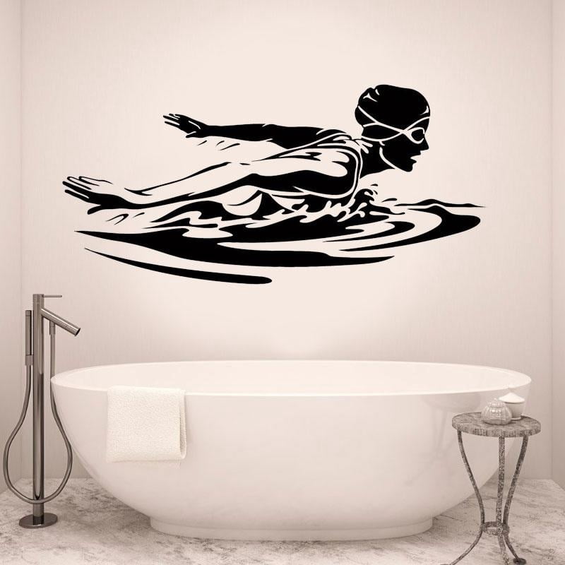 Swim Wall Decal Female Swimmer Woman Water Sport Wall Sticker Home ...