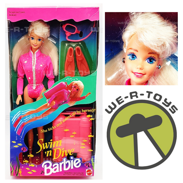 Swim 'n Dive Barbie Doll 1993 Mattel 11505 - Walmart.com