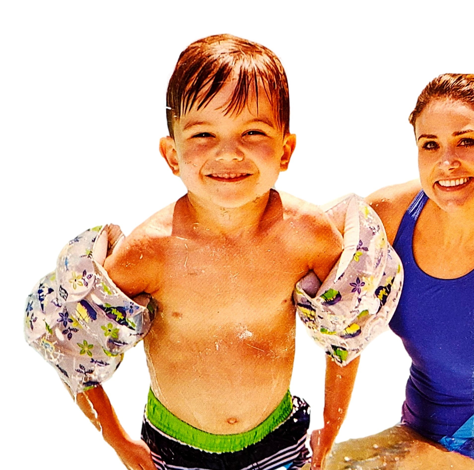 SwimSchool Inflatable Arm Floats Dual Chamber Kids, Grey/Green ...