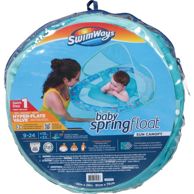 Swimways Baby Spring Float with Sun Canopy and Shark Design, Ages 9-24 ...