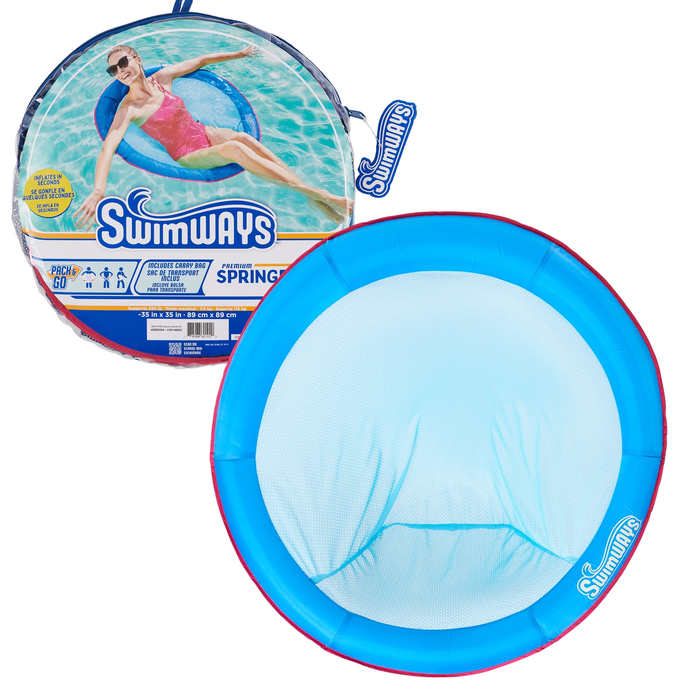 SwimWays Papasan Premium Spring Float Swimming Pool Lounger - Supports ...