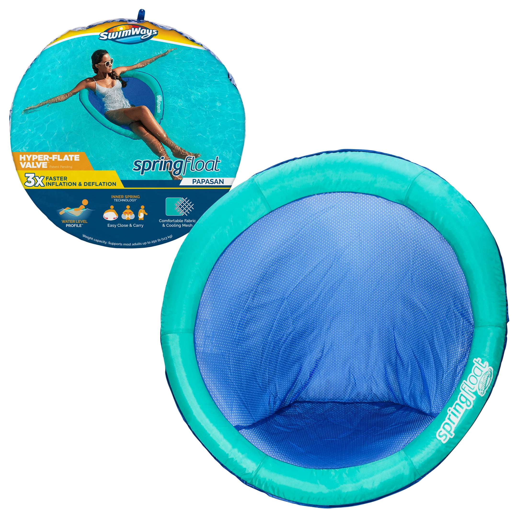 SwimWays Adult Swim Mesh Pool Lounger, Spring Float Papasan with Hyper ...