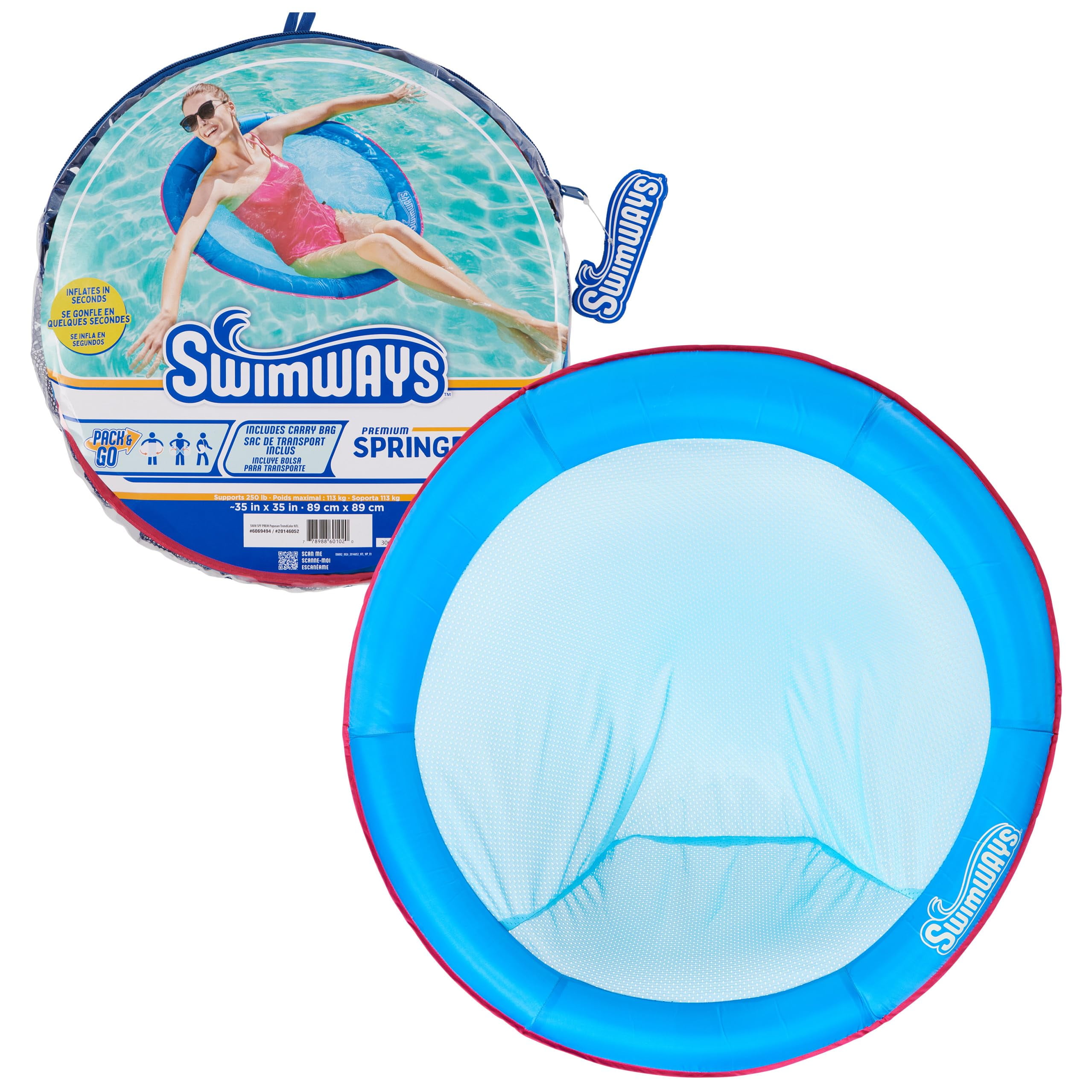 SwimWays Spring Float Premium Papasan Pool Lounger, KMC2Inflatable Pool Floats Adult with Fast ...