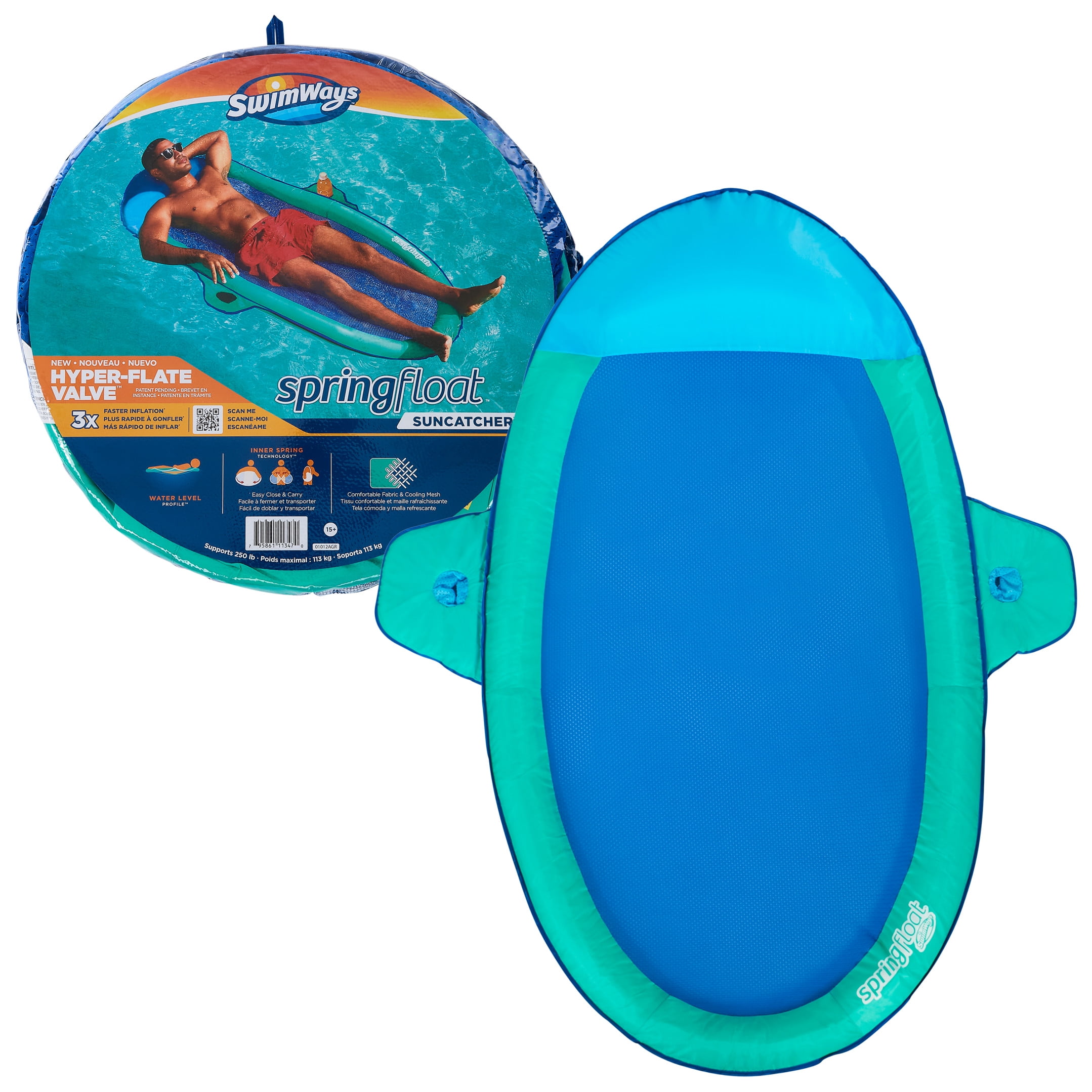 SwimWays Spring Float SunCatcher, Inflatable Lounger with Hyper-Flate ...