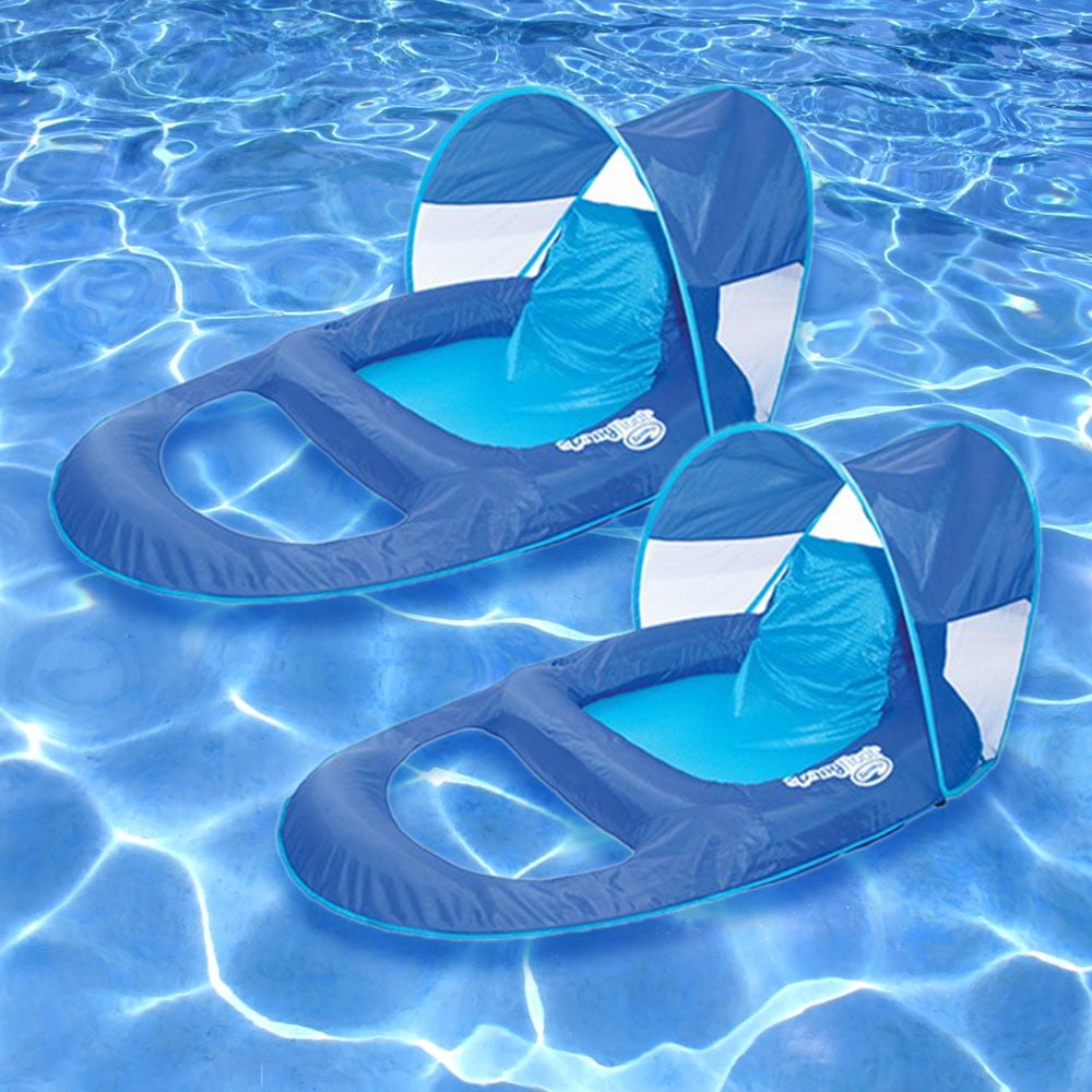 SwimWays Vinyl Spring Recliner with Canopy Pool Float, Blue - Walmart.com