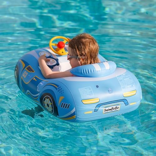 Swimbobo Toddler Pool Float with Seat Boat Inflatable Ride-on Car for ...