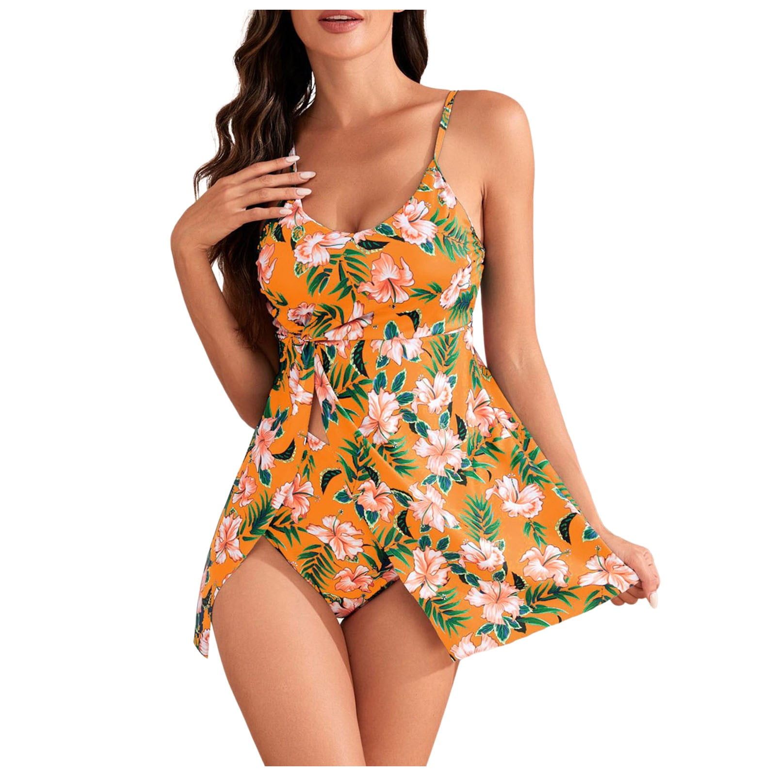 Swimdress Swimsuits Women 2024 Tie Knot Swim Dresses Skirt Bathing Suit