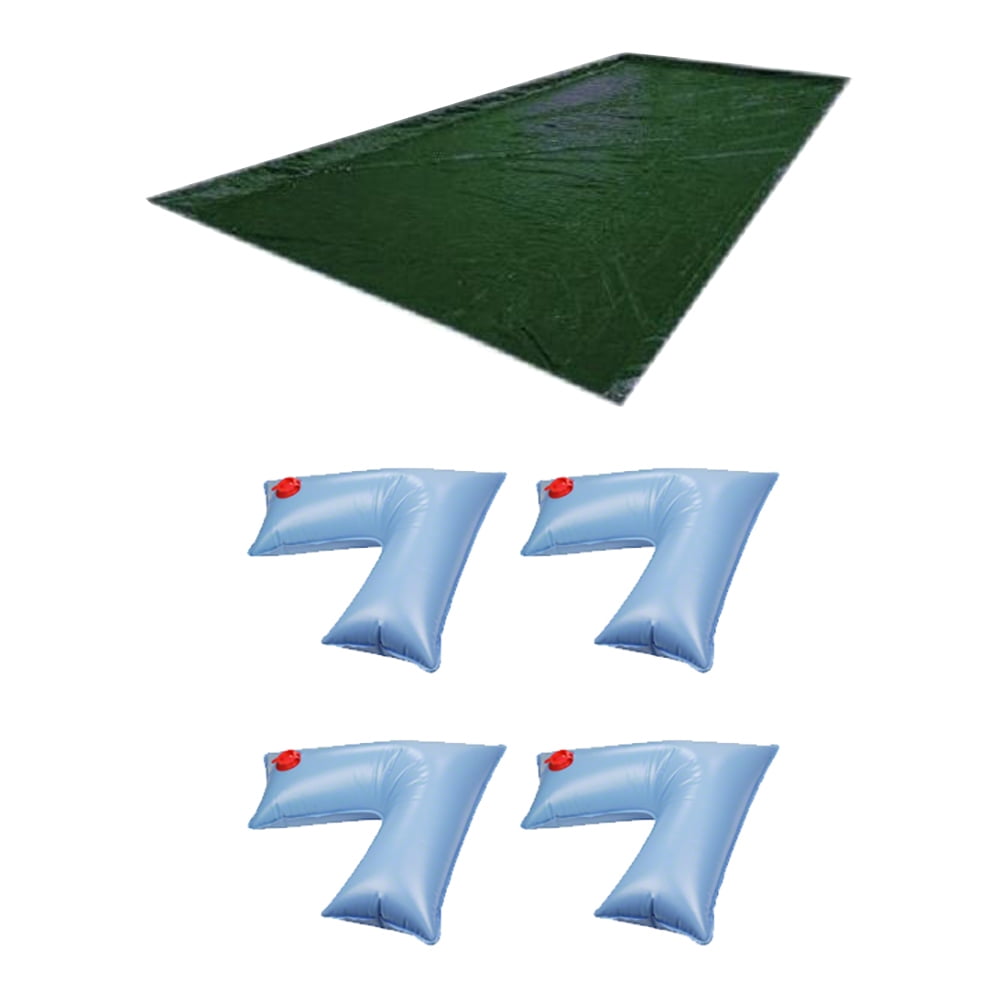 Swimline 16 x 32 Ft RipStopper Pool Cover + 4-Pack of Corner Water ...