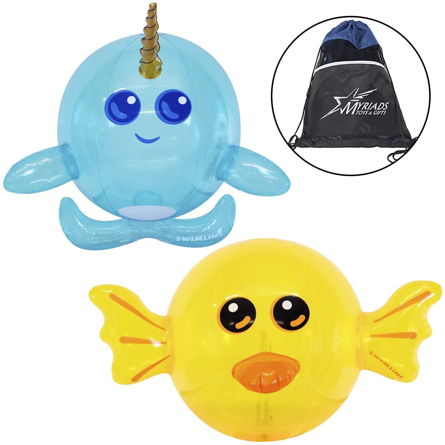 Swimline 32" Big Inflatable Animal Shaped Beach Ball 2-Pack: Blue ...