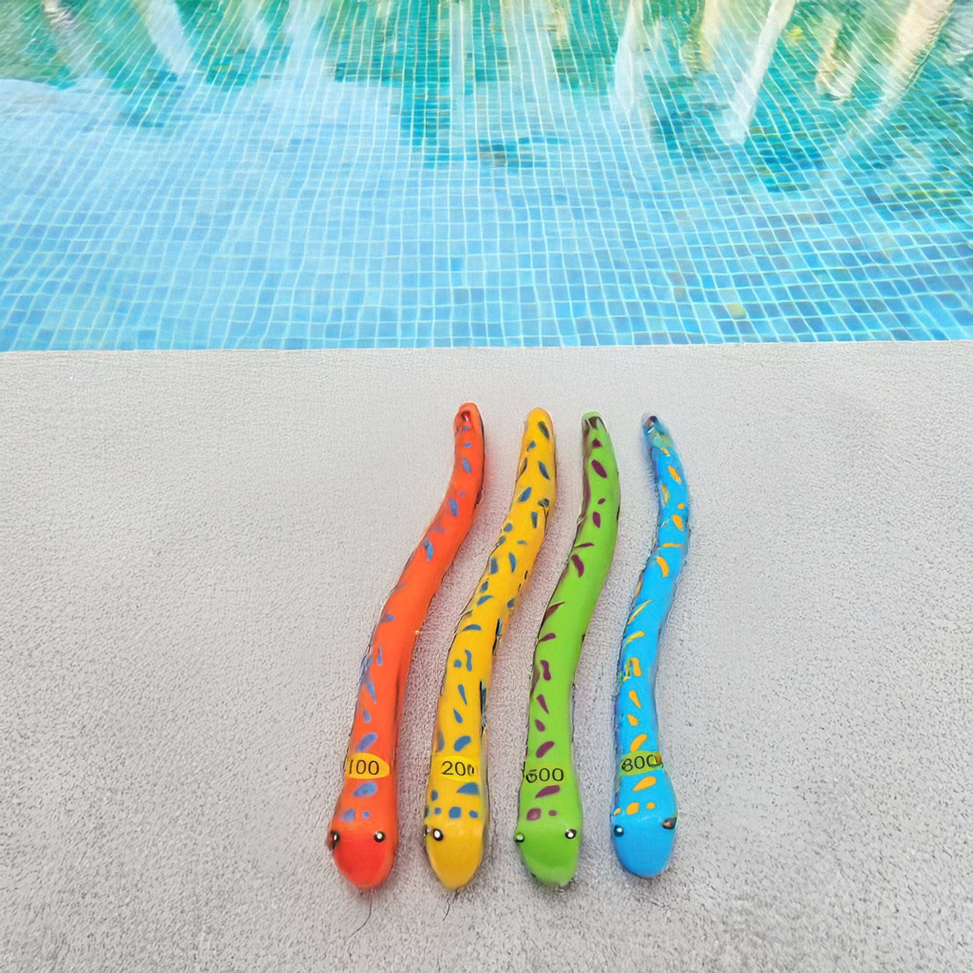 Set of 4 Vibrantly Colored Fun Moray Eel Diving Point Sticks Swimming ...