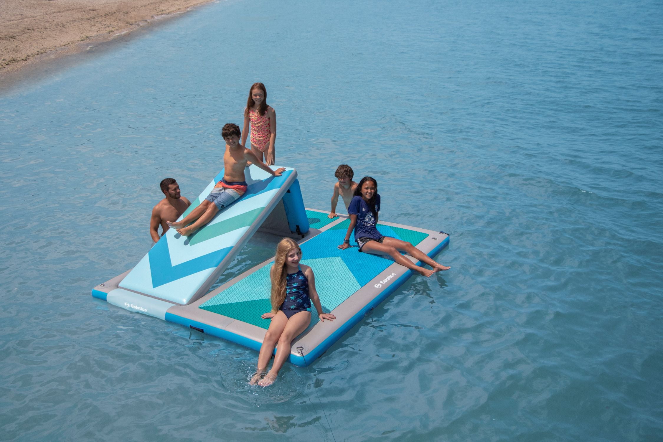 Swimline Inflatable Convertible Slide Dock Water Platform - 10' x 8 ...
