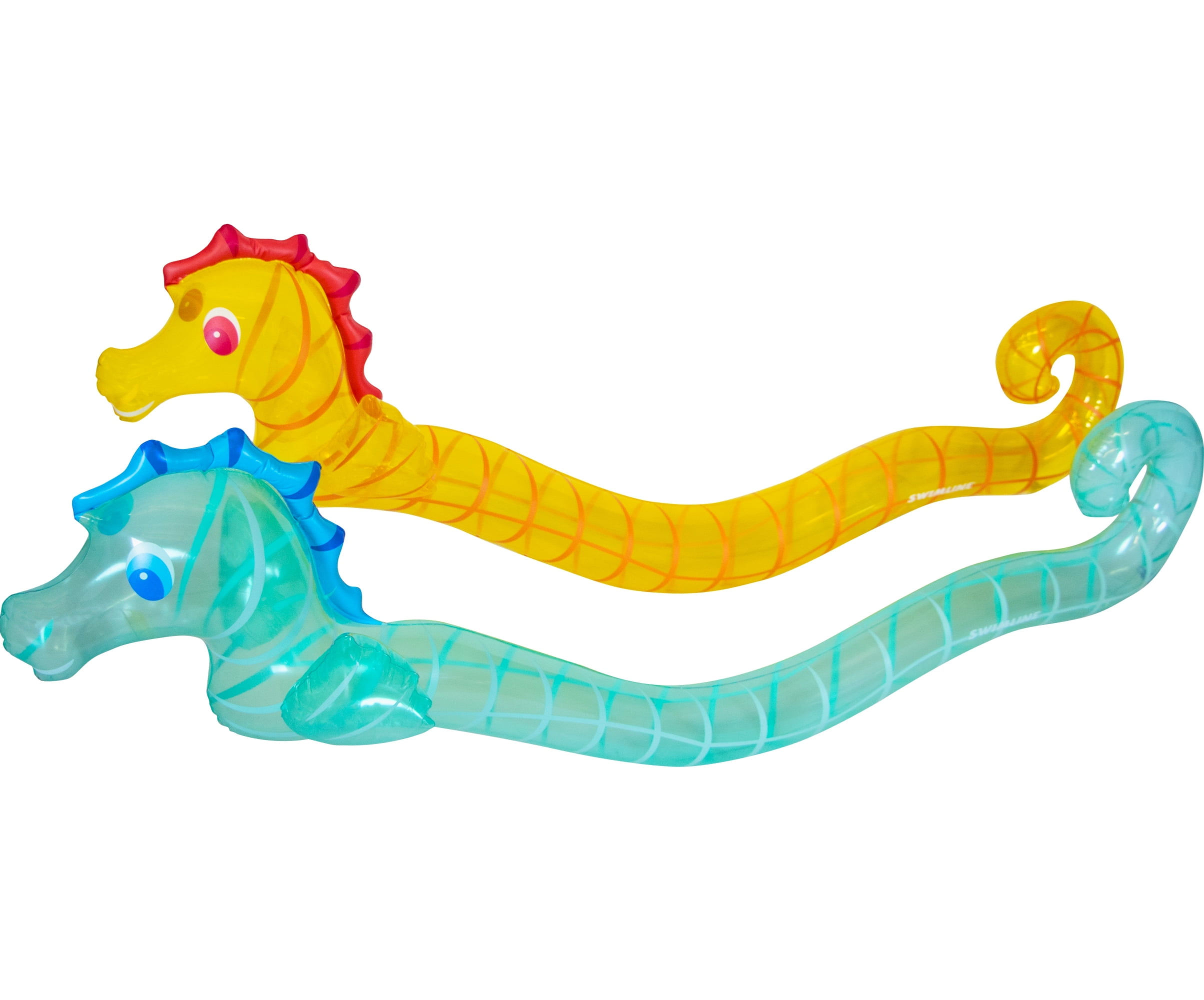 Swimline Set of 2 Blue and Yellow Inflatable Seahorse Swimming Pool ...