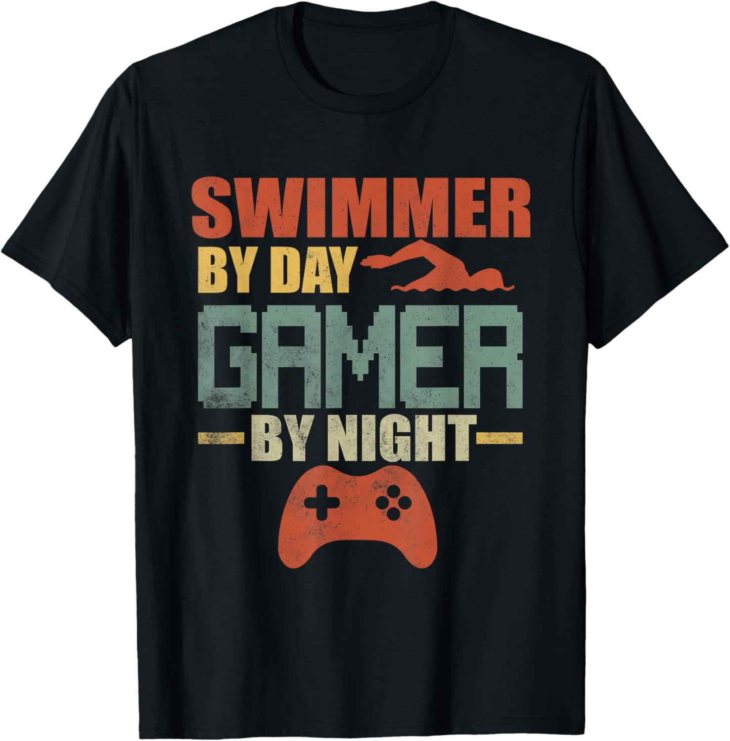 Swimmer By Day Gamer By Night Swim Team Swimming Swimmer T-Shirt ...