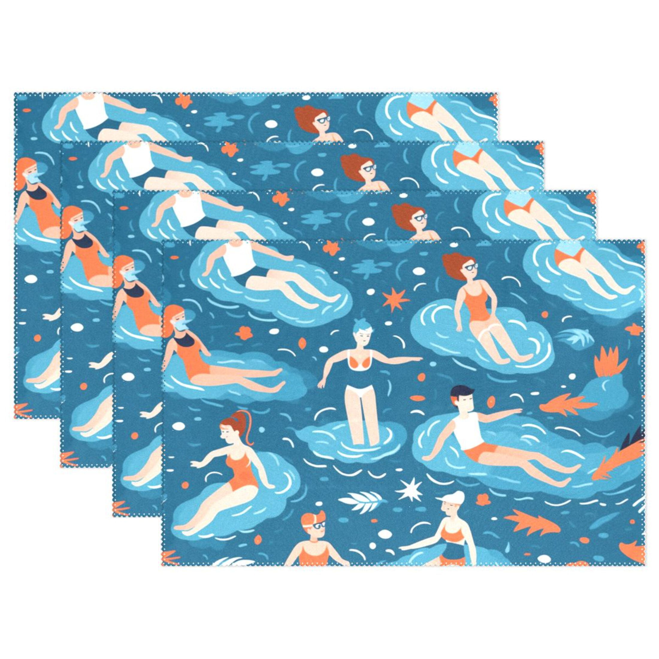 Swimmer Fish Sea 12×18 inch Placemats Heat Resistant Washable Foldable ...