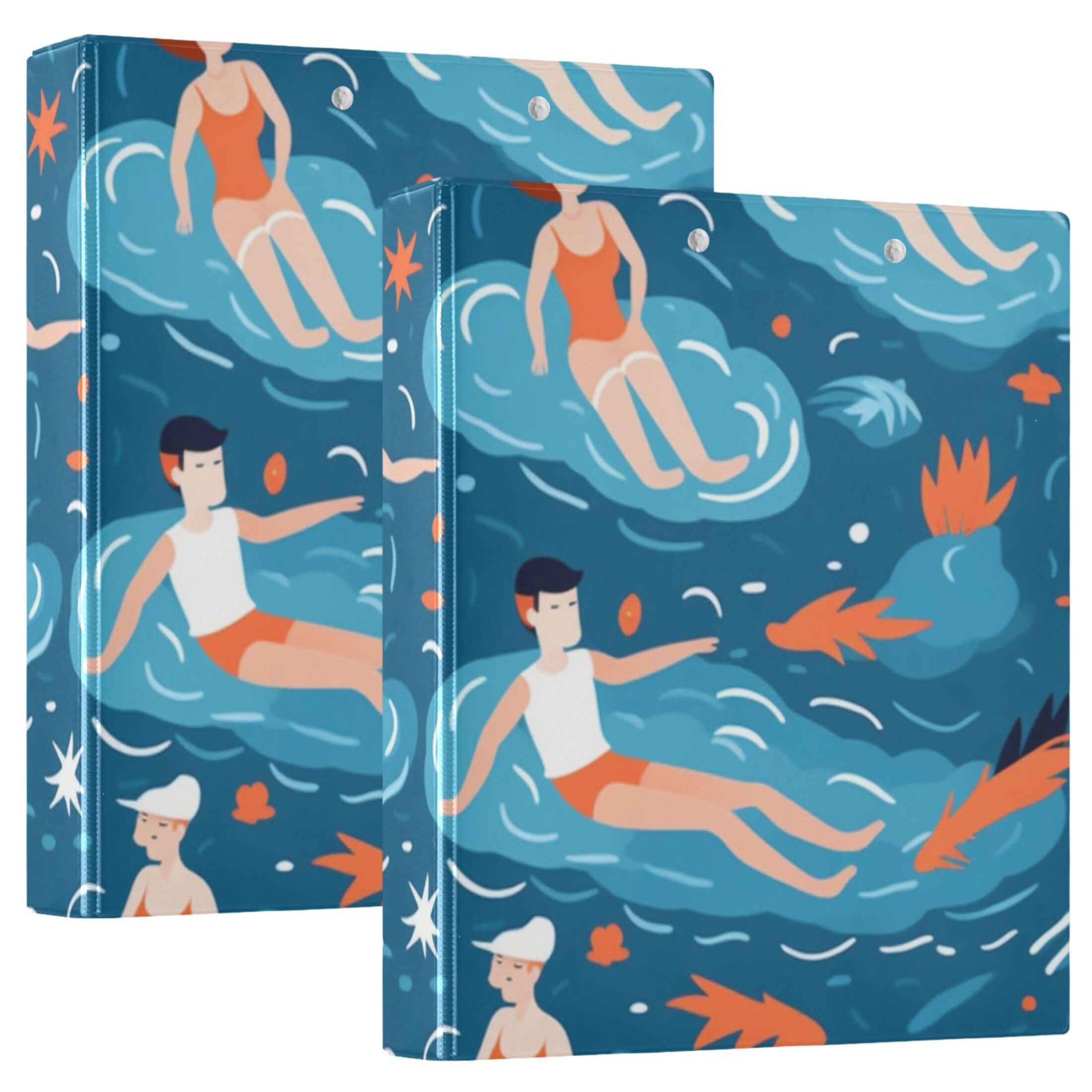 Swimmer Fish Sea 3 Ring Binders 1.5 inch Hardcover File Folders with ...