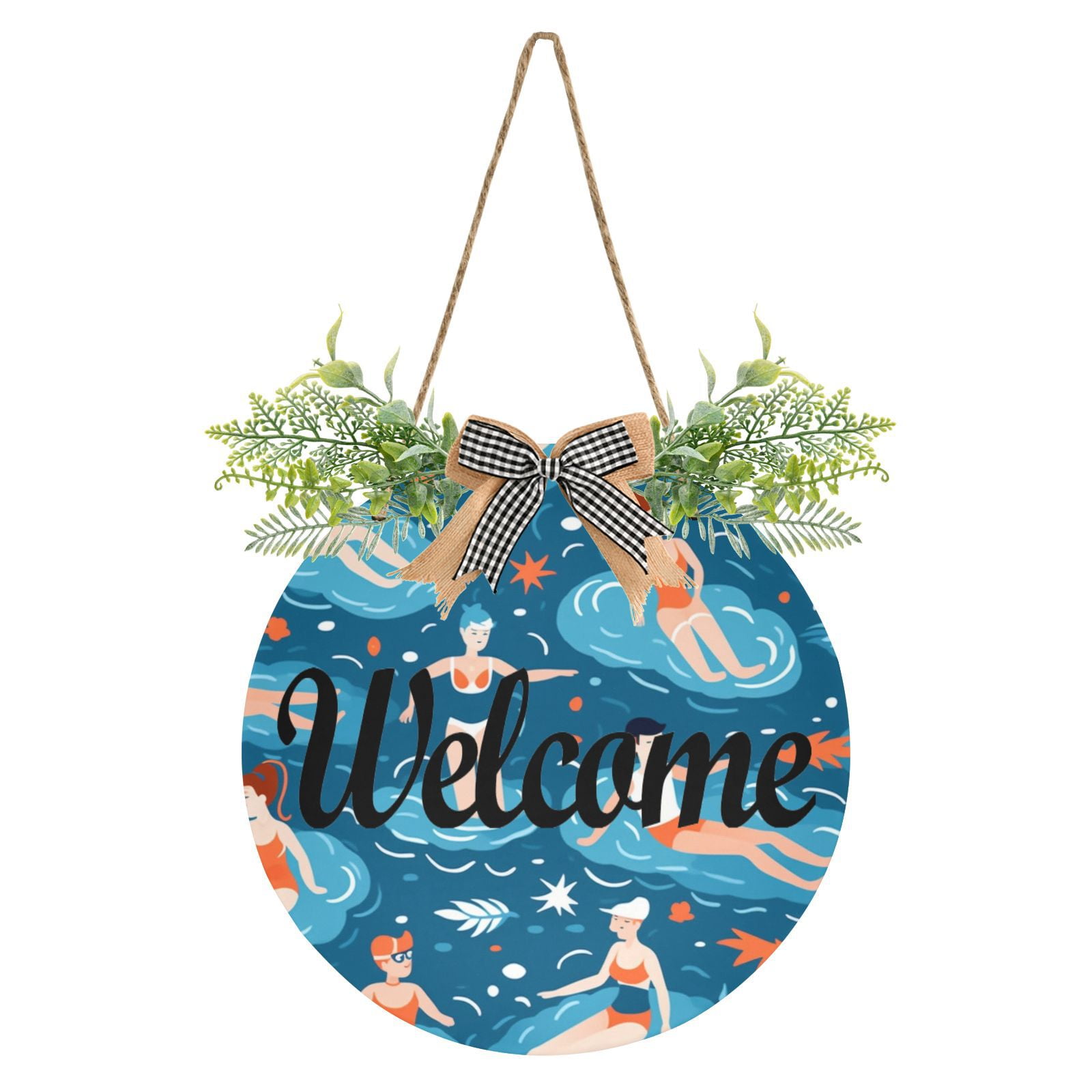 Swimmer Fish Sea Welcome Sign for Front Door Wreath Door Sign for ...