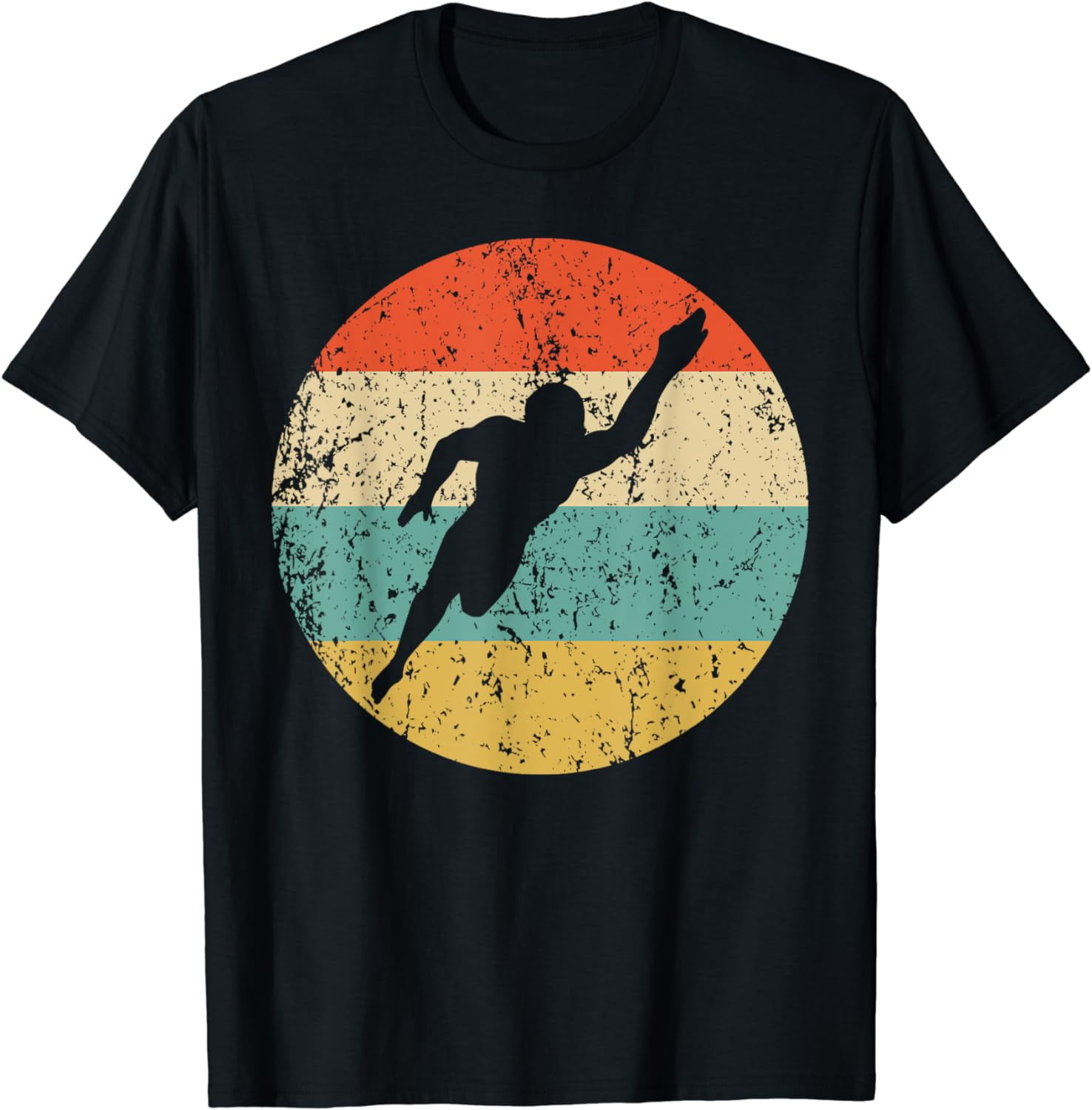 Swimmer Silhouette Retro Swimming T-Shirt - Walmart.com