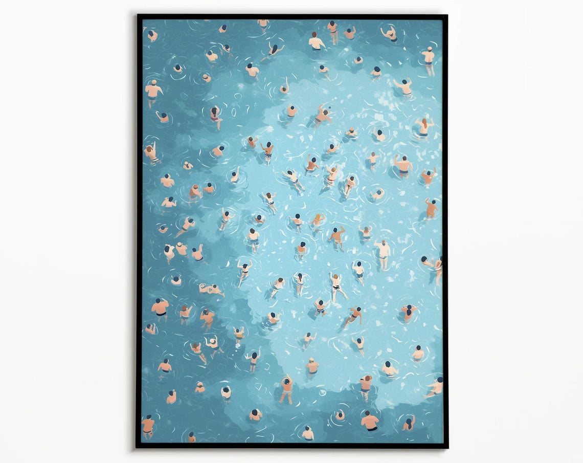 Swimmers Poster, Swimming Artwork, Ocean Print, Summer Art Print ...