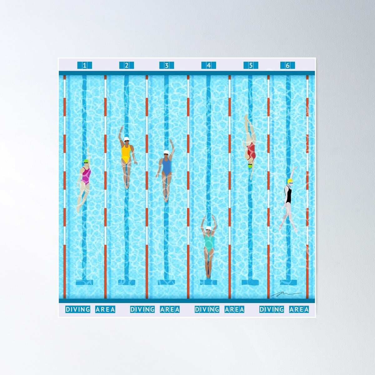 Swimmers Poster Wall Art, Modern Wall Decor, 30x30 UNFRAMED - Walmart.com
