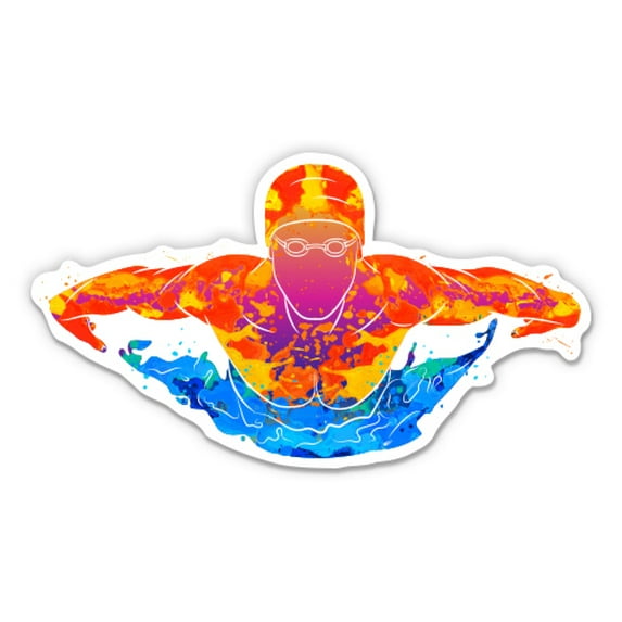 Swimming - 5" Vinyl Sticker - For Car Laptop I-Pad - Waterproof Decal ...