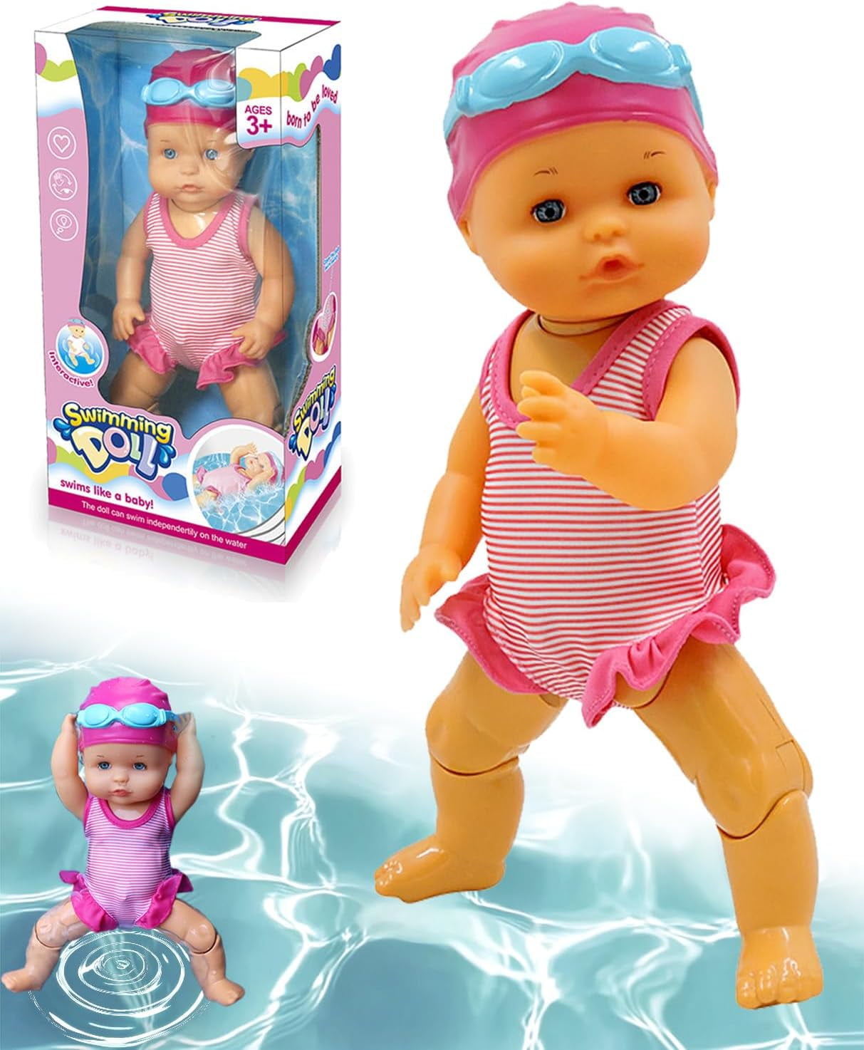 Swimming Baby Doll for Pool, 2025 Upgrade Waterproof Swimming Doll with ...