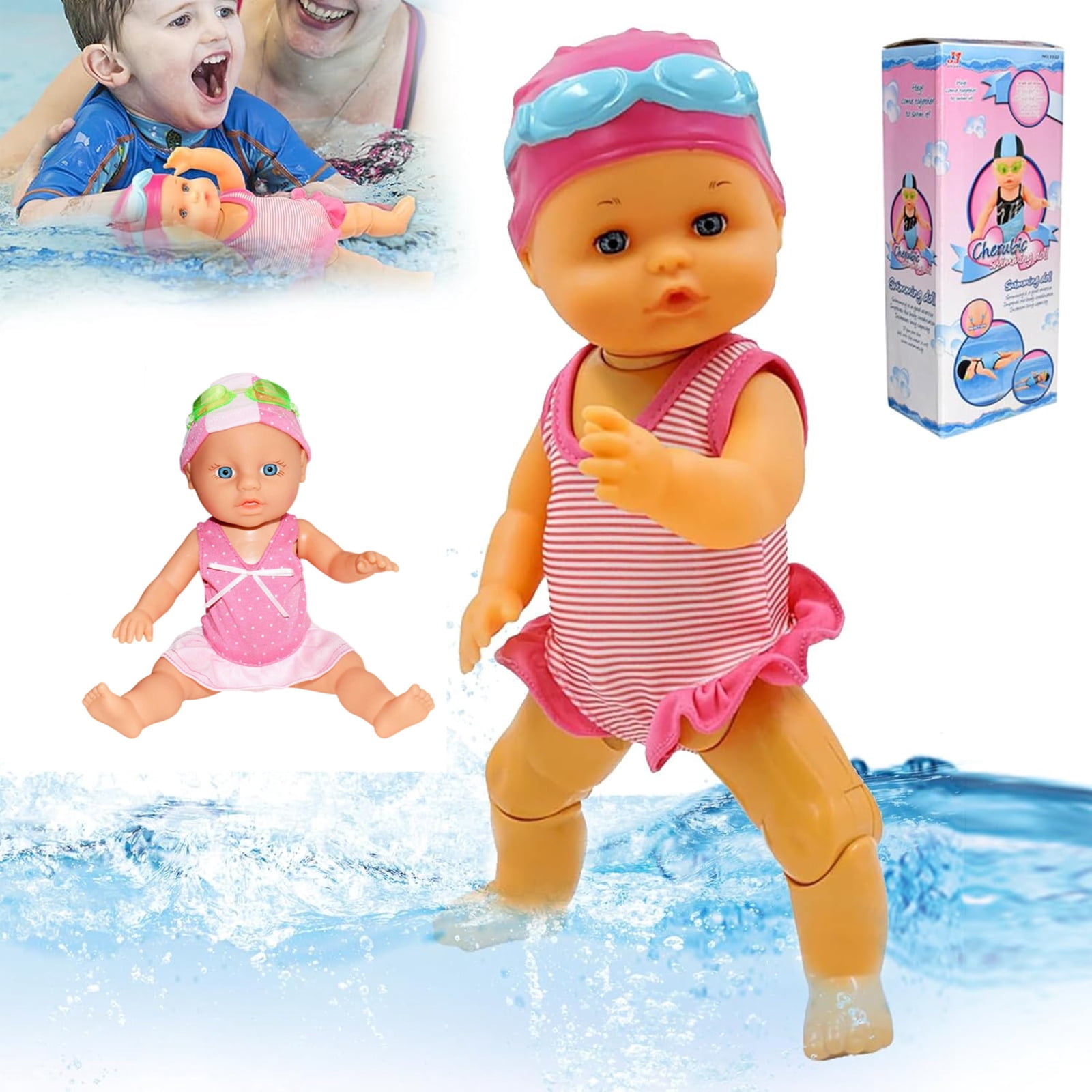 Swimming Baby Doll for Pool with Movable Joint, Waterproof Battery ...