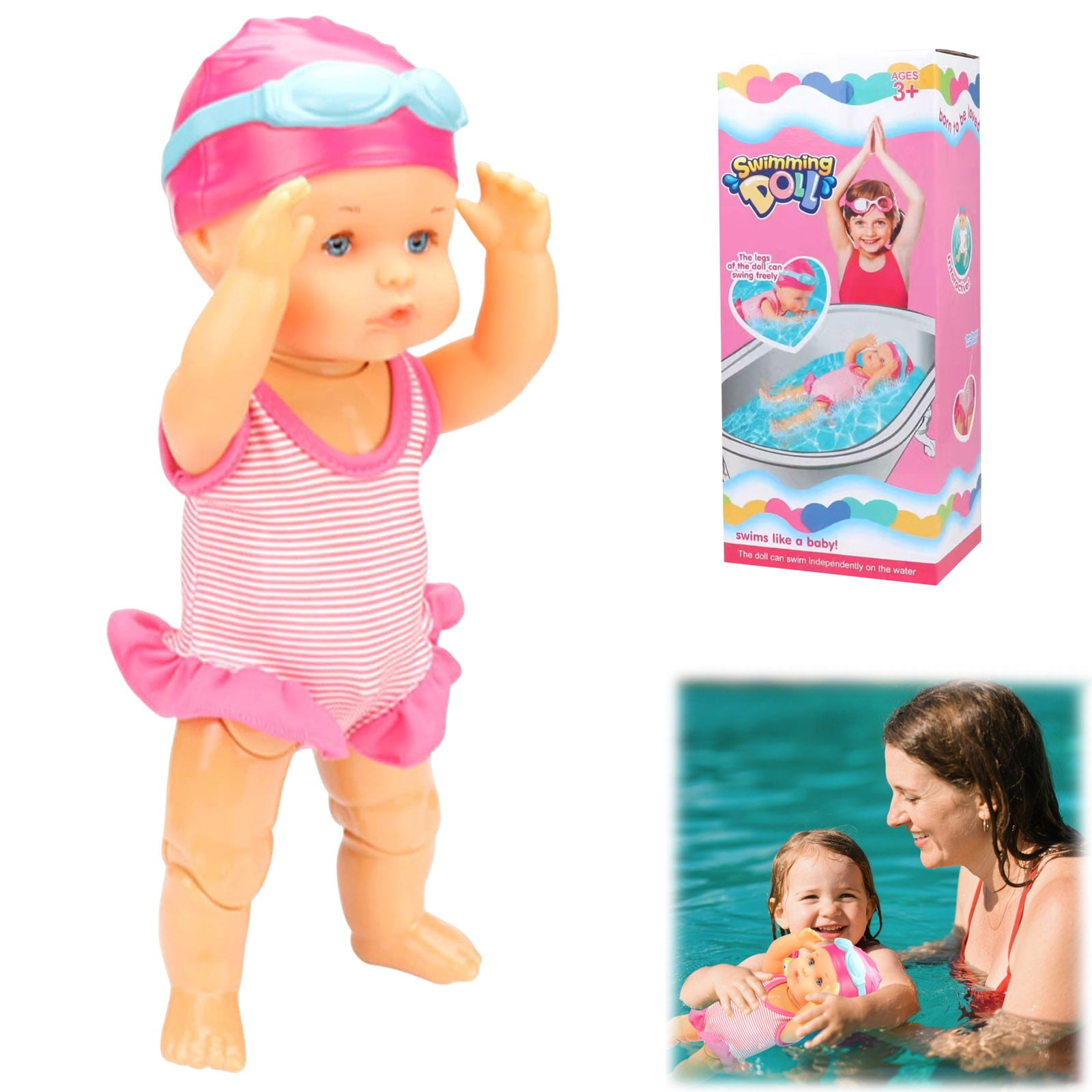 Swimming Baby Doll for Pool, Waterproof Swimming Baby Doll with Movable ...