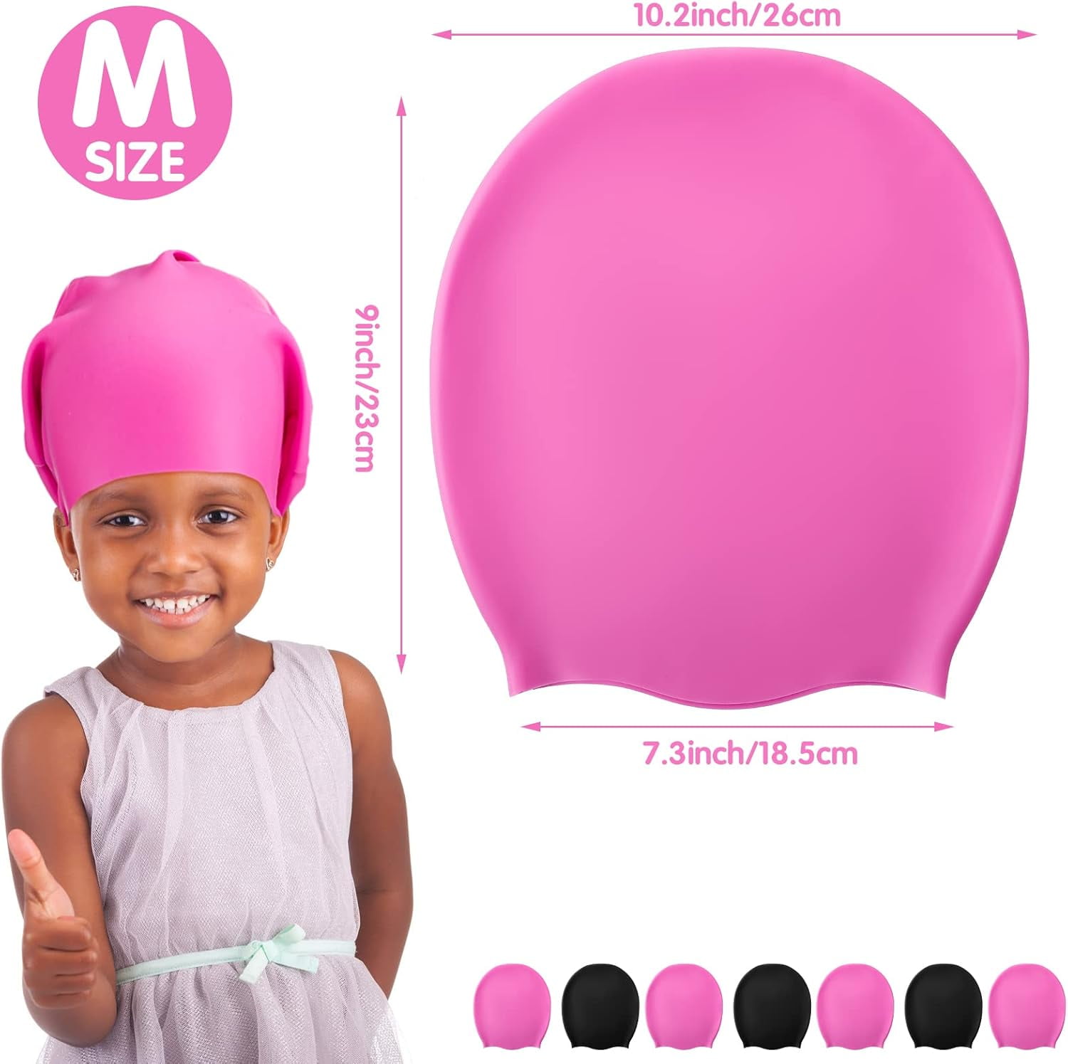 Swimming Cap 2 Pack Silicone Swim Cap For Braids And Dreadlocks Girls ...