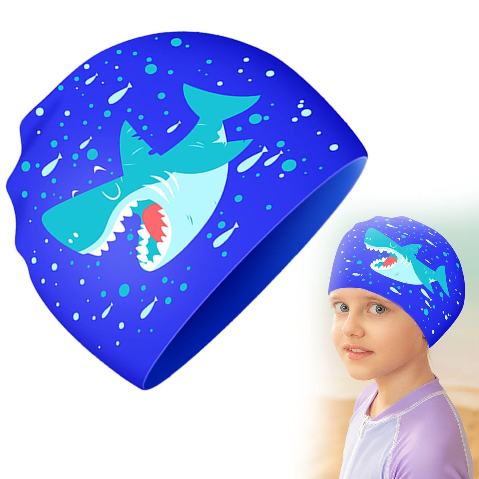 Swimming Cap for 4-12 Years, Swimming Hat for 4-12 Years - Waterproof ...