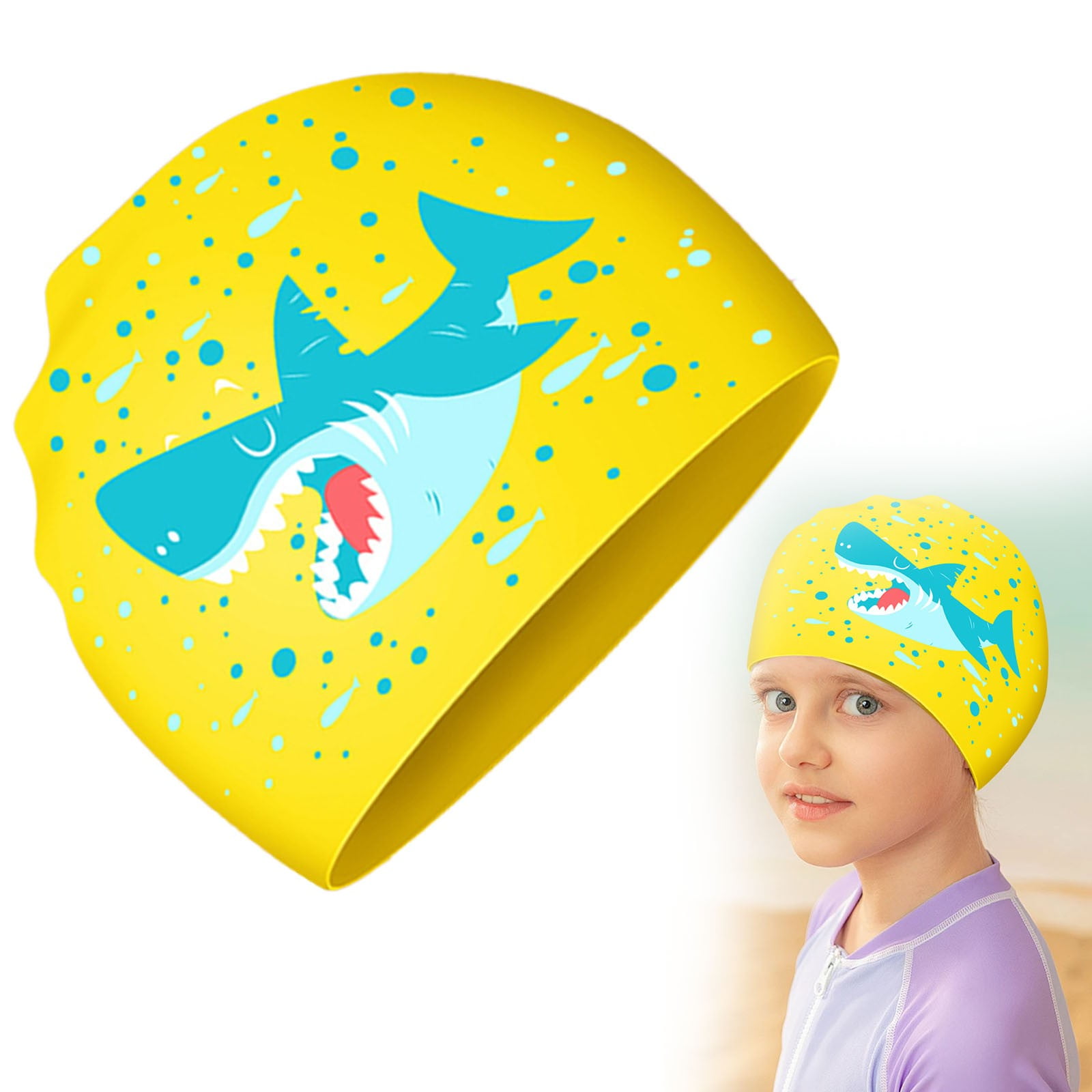 Swimming Cap for 4-12 Years, Swimming Hat for 4-12 Years - Waterproof ...