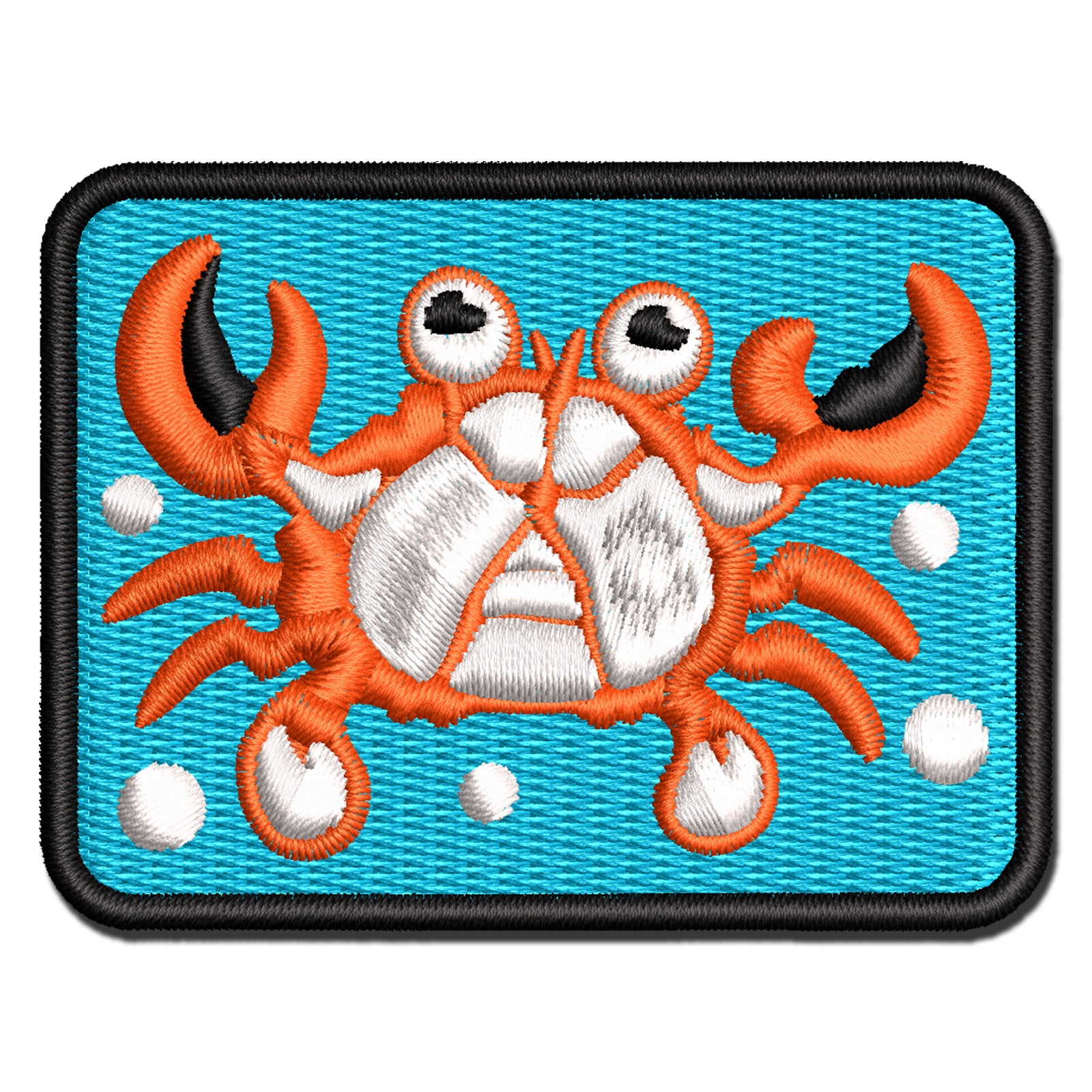 Swimming Crab Sea Creature Applique Multi-Color Embroidered Hook & Loop Patch - 3 Inch Medium ...