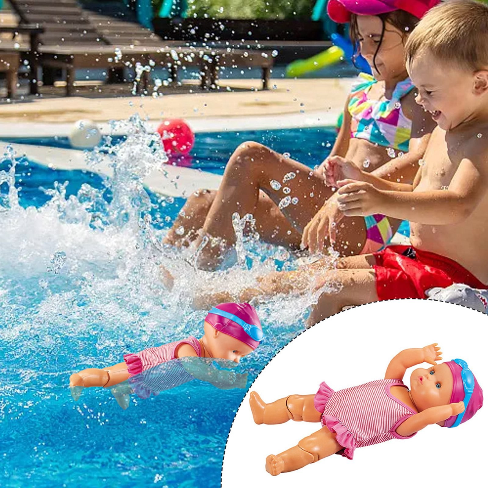 Swimming Doll for Girls Educational Baby Toy Bathtub Pool Beach Interactive Water Play Learning ...