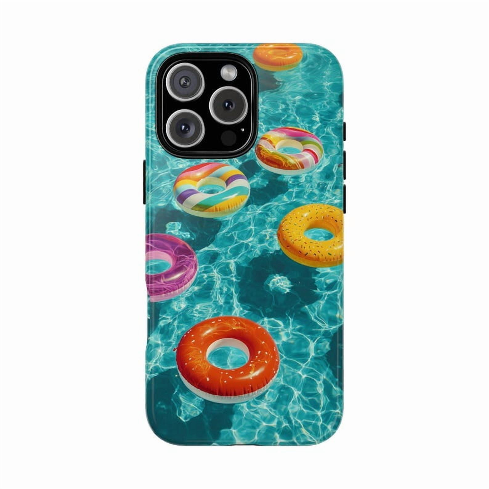 Swimming Donut Tube Floaties Fun Summer Pool Scene for iPhone 17 16 15 ...