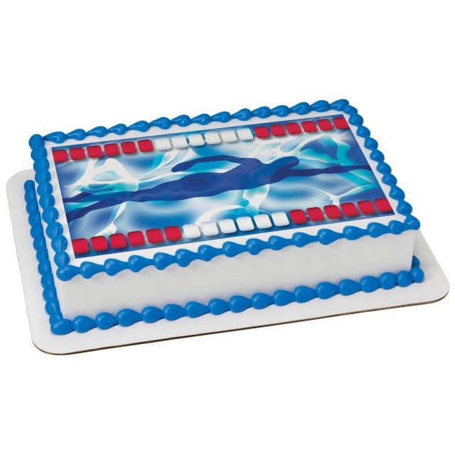 Swimming Edible Icing Image Cake Topper, by Whimsical Practicality ...