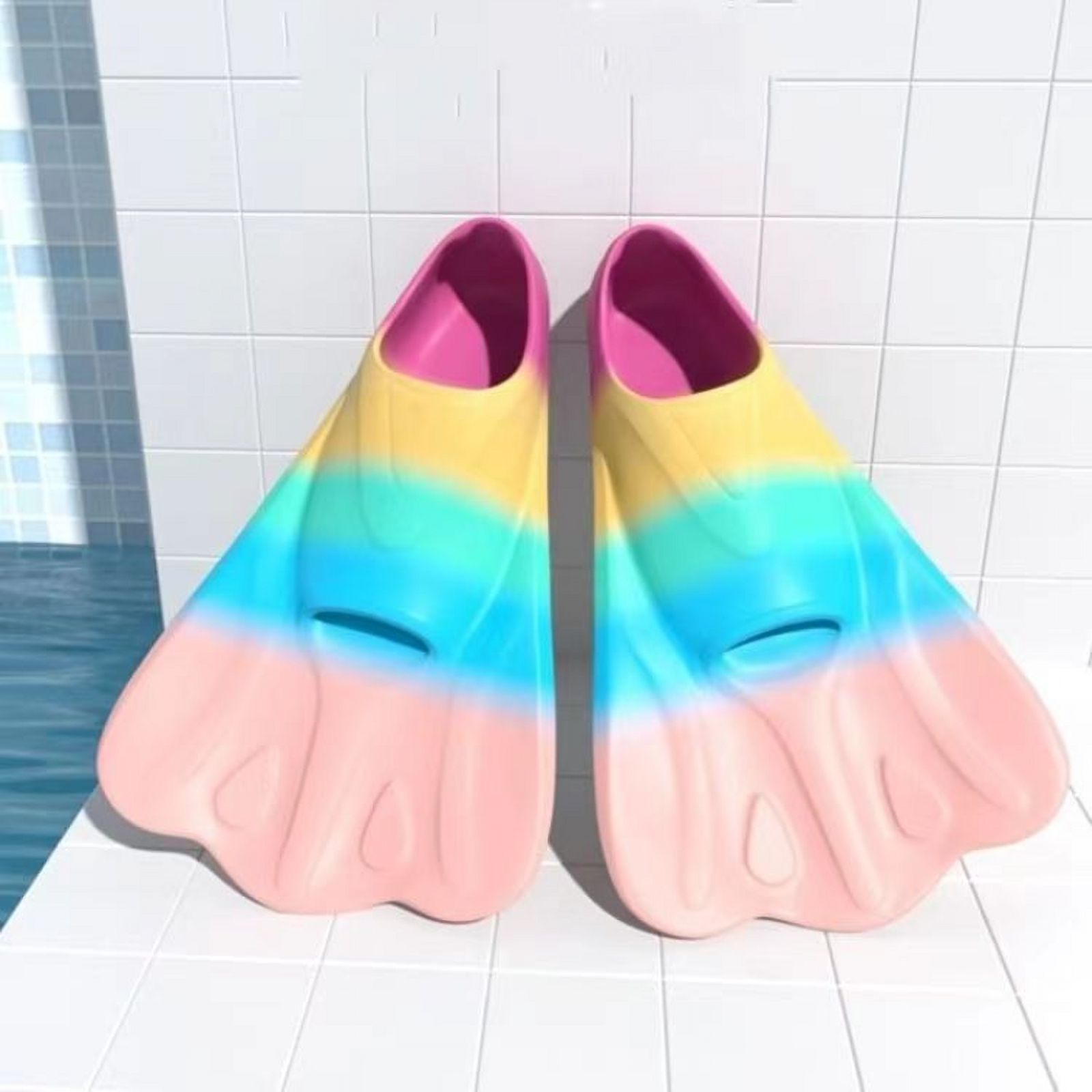 Swimming Fins Men Silicone Short Flippers Children Professional Diving ...