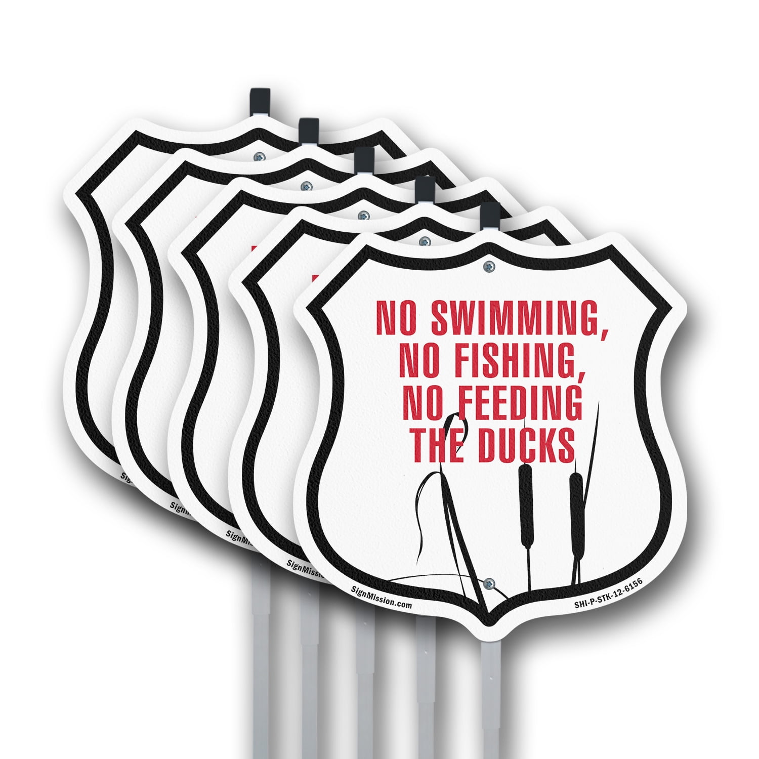 No Swimming No Fishing No Feeding The Ducks (5 Pack) 12 inch X 12 inch ...