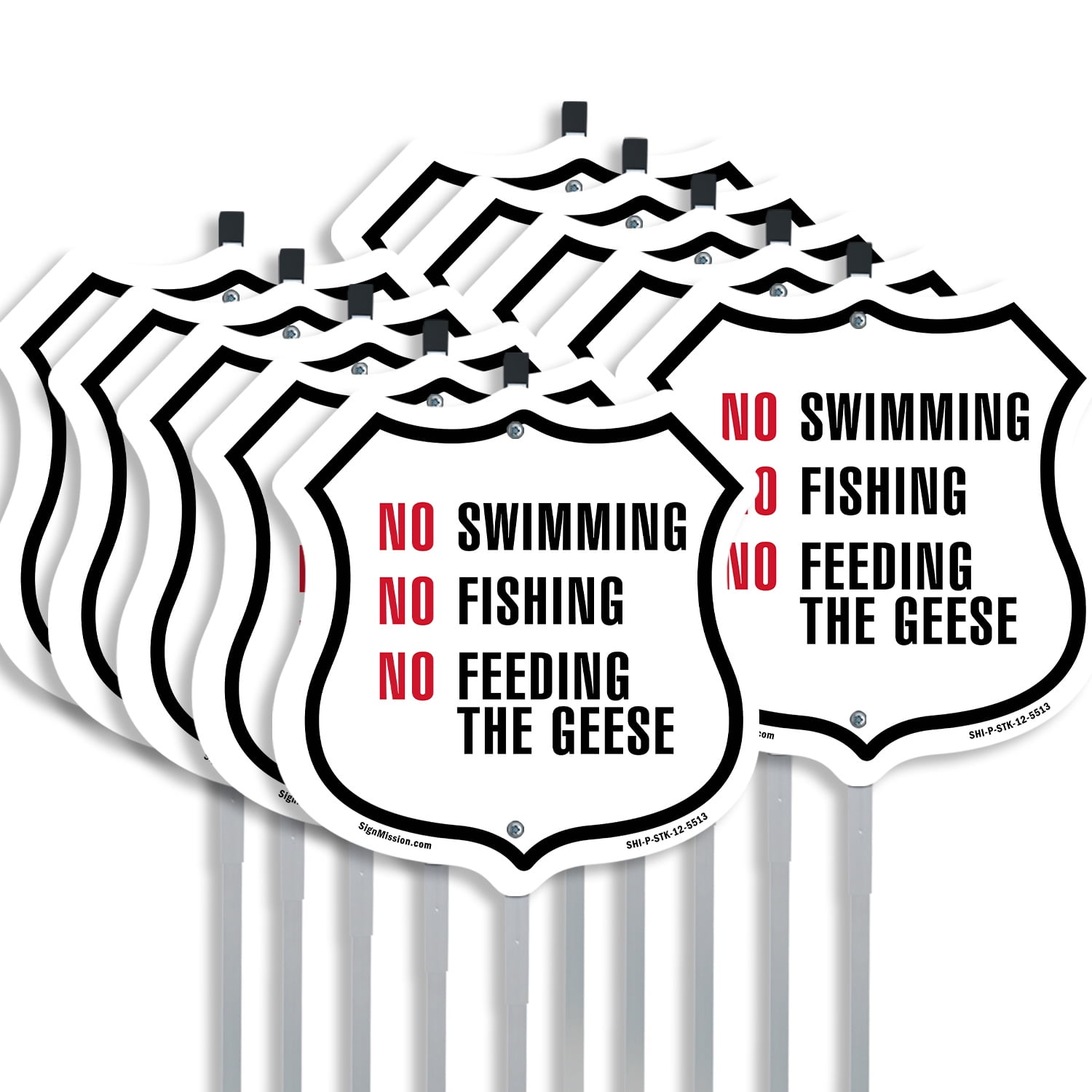 No Swimming No Fishing No Feeding The Geese (10 Pack) 12 inch X 12 inch ...