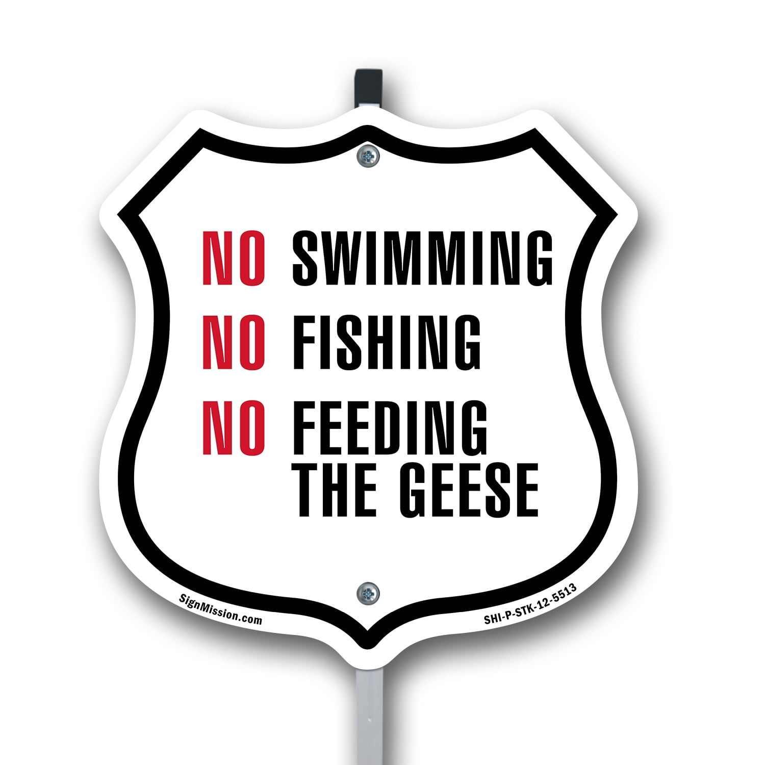 No Swimming No Fishing No Feeding The Geese 12 inch X 12 inch Shield ...