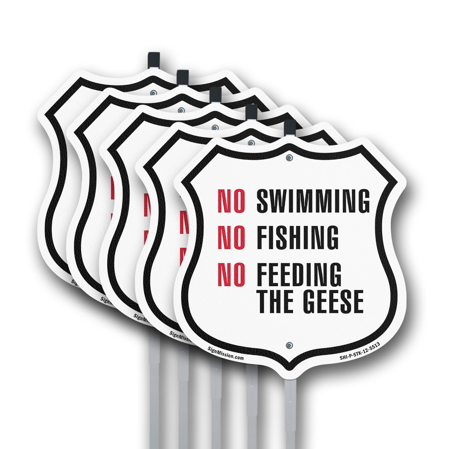 No Swimming No Fishing No Feeding The Geese (5 Pack) 12 inch X 12 inch ...