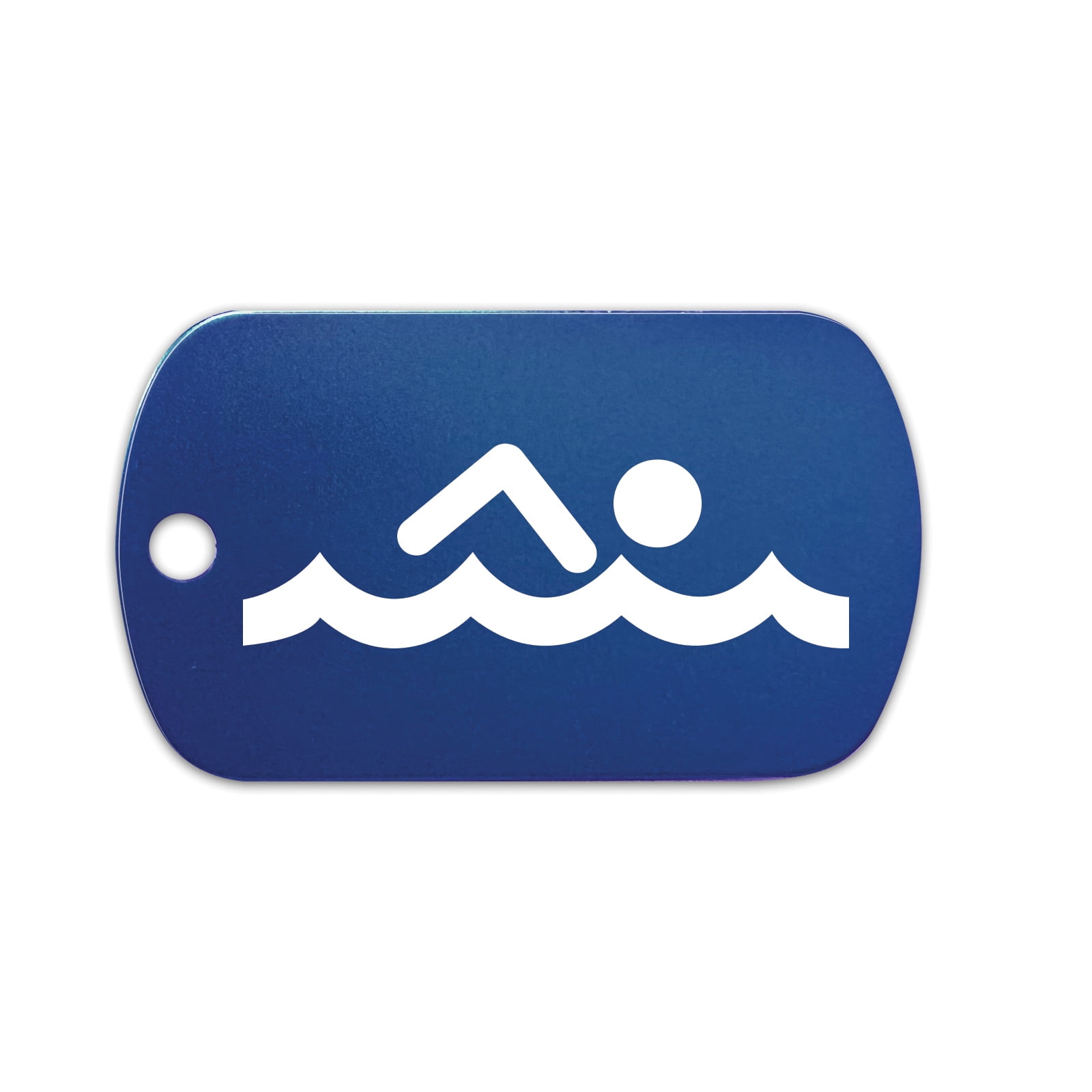 Swimming GI Dog Tag Aluminum Keychain triathlon swimmer swim #2 - Blue ...