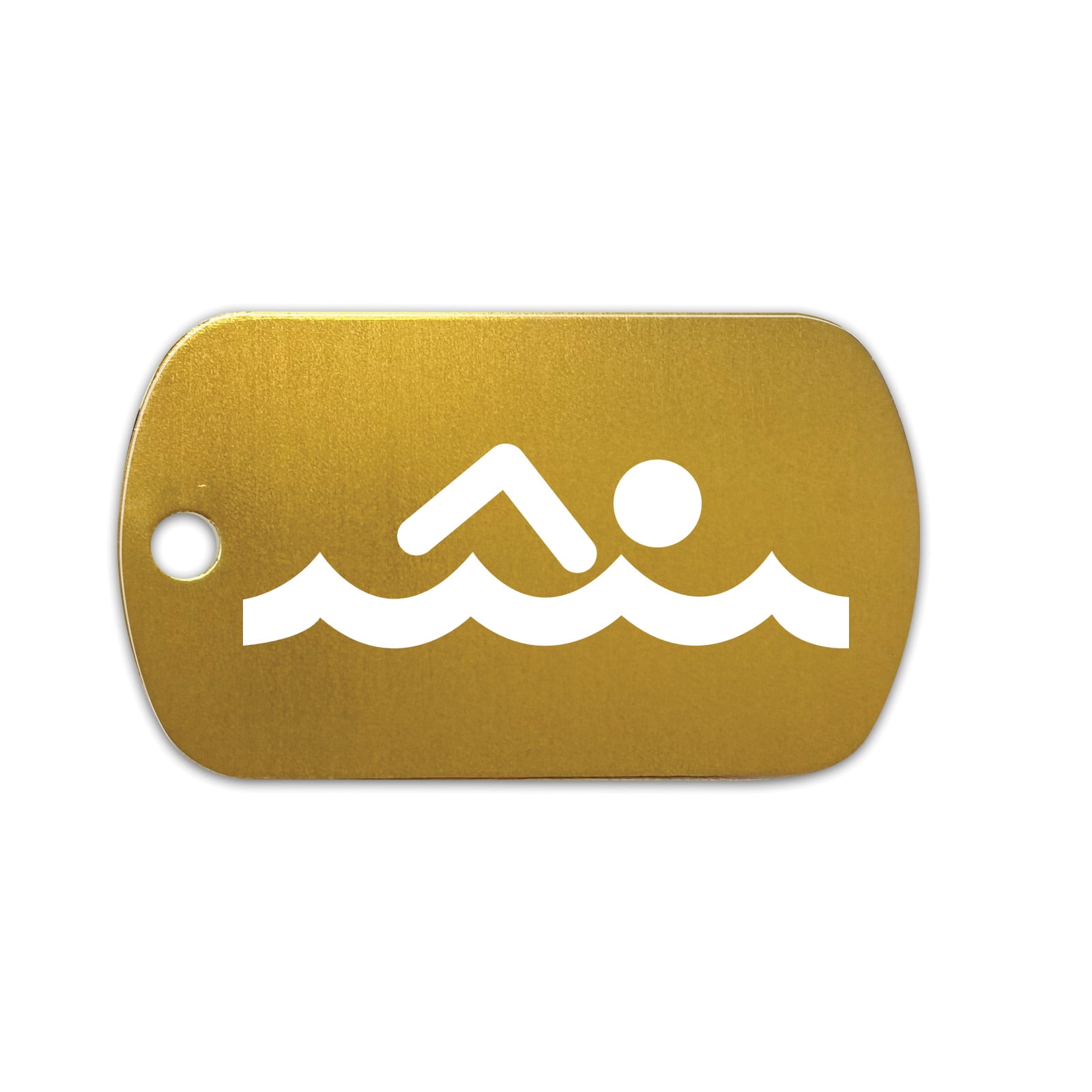 Swimming GI Dog Tag Aluminum Keychain triathlon swimmer swim #2 - Gold ...