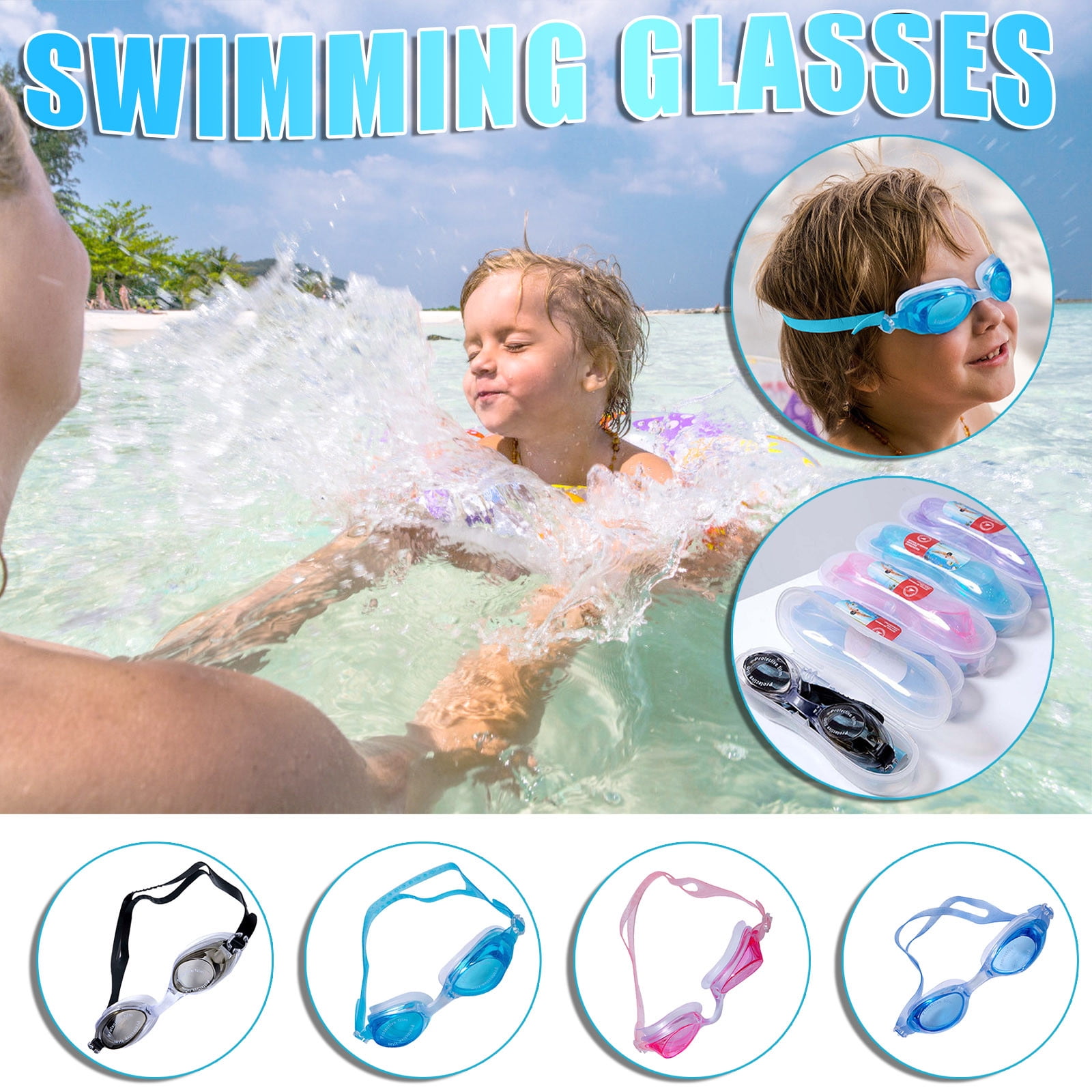 Swimming Goggles, Unisex Safety Goggles, Anti-Fog Lens + UV Protection ...