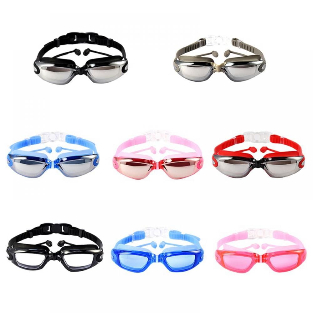 Swimming Goggles and Ear Plugs Attached, for Adult Men Women Youth ...