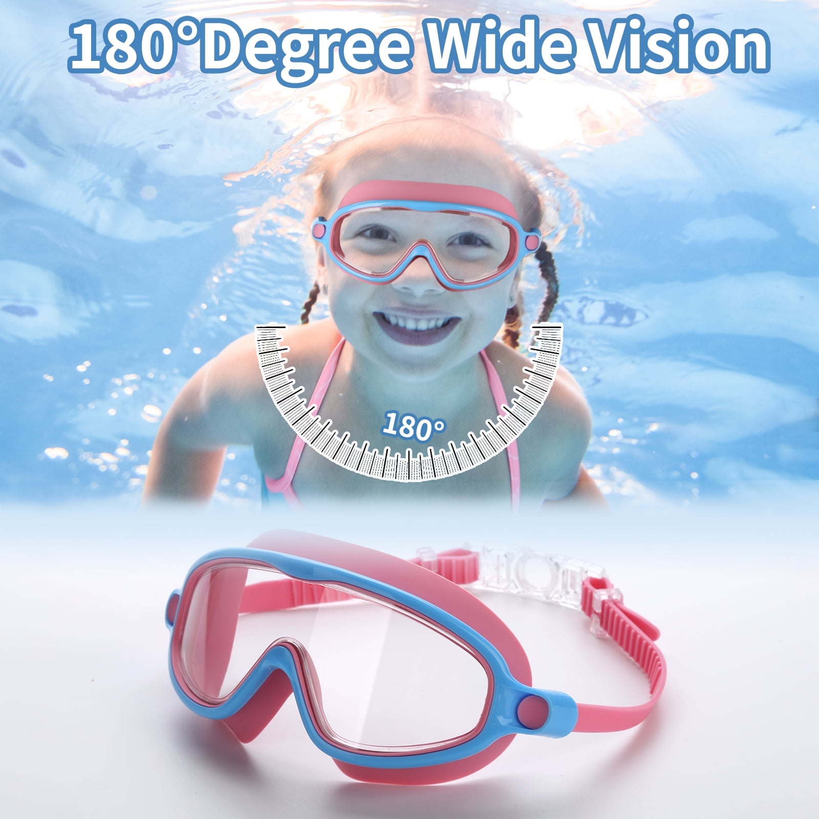 Swimming Goggles for Children & Teens 6-14, Anti-Fog, Leak-Proof, Wide ...