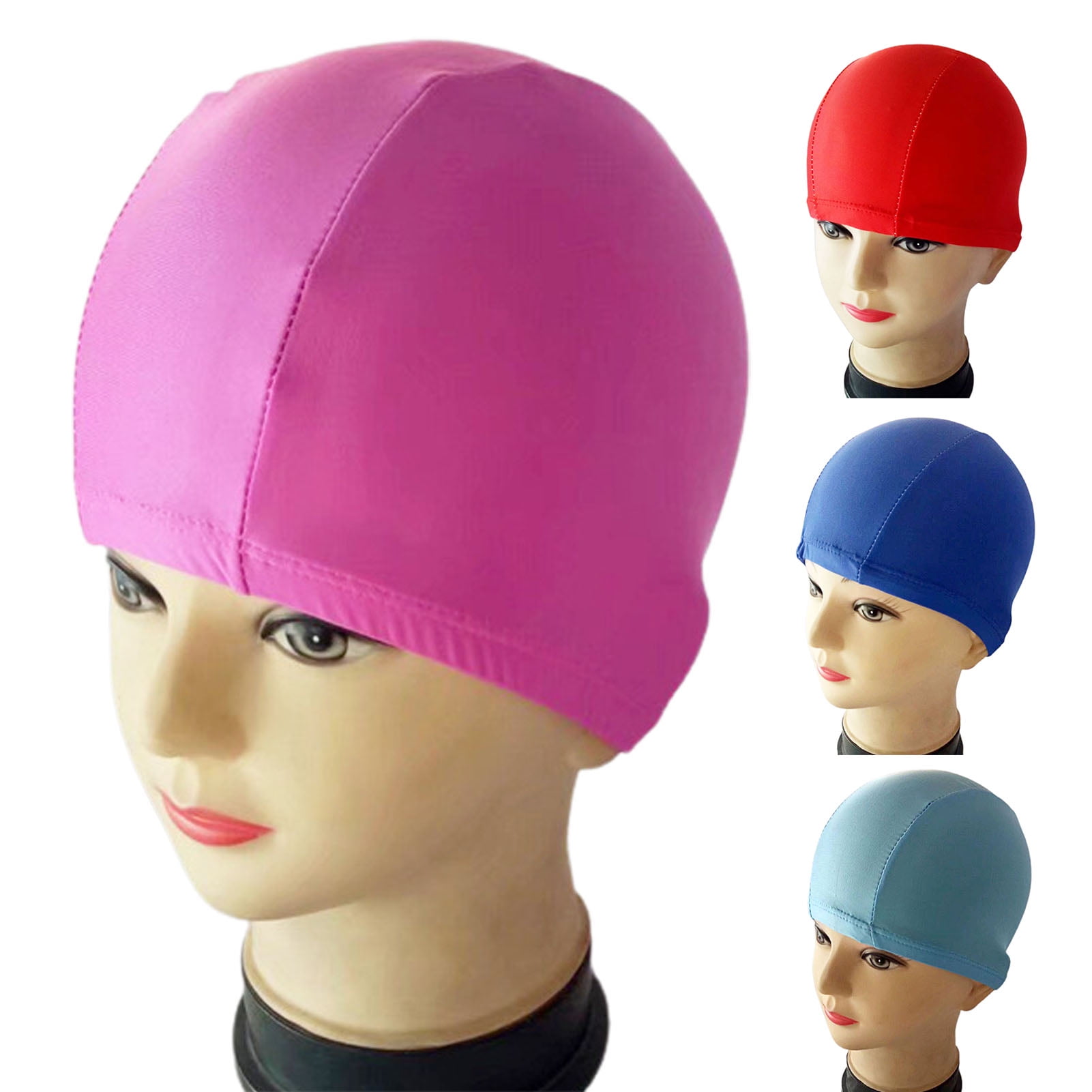 Swimming Hat Unisex Solid Color Stretchy Ear Protection Bathing Caps ...